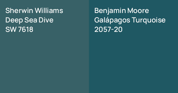 Sherwin Williams Deep Sea Dive vs. Benjamin Moore Galápagos Turquoise ...