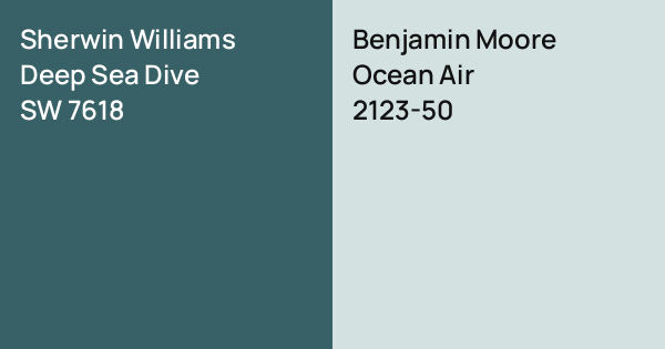 Sherwin Williams Deep Sea Dive vs. Benjamin Moore Ocean Air comparison