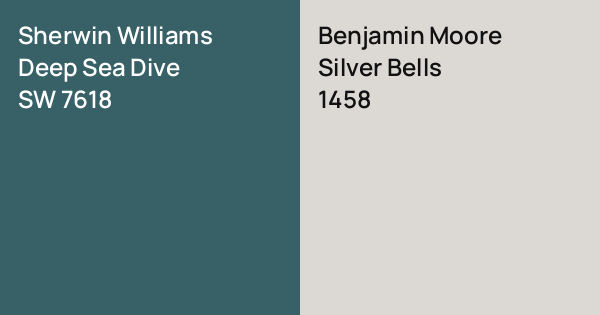 Sherwin Williams Deep Sea Dive vs. Benjamin Moore Silver Bells comparison