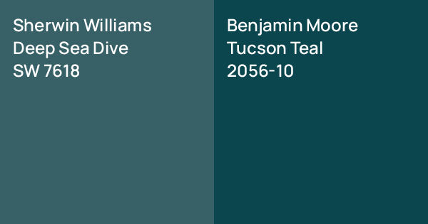 Sherwin Williams Deep Sea Dive vs. Benjamin Moore Tucson Teal comparison