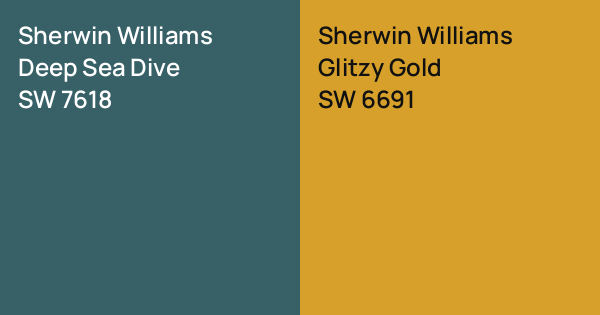 Sherwin Williams Deep Sea Dive vs. Sherwin Williams Glitzy Gold comparison