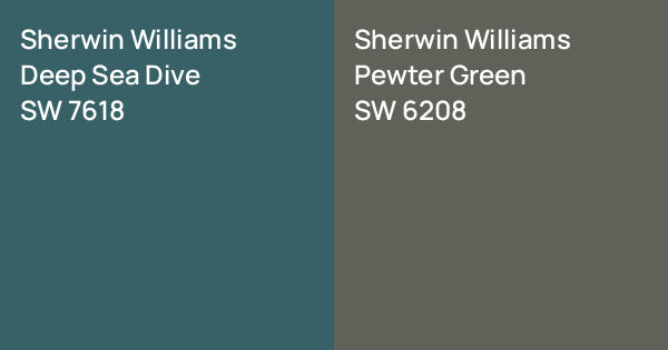 Sherwin Williams Deep Sea Dive vs. Sherwin Williams Pewter Green comparison