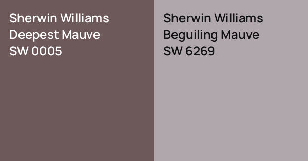 Sherwin Williams Deepest Mauve vs. Sherwin Williams Beguiling Mauve ...