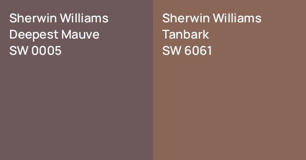 Sherwin Williams Deepest Mauve vs. Sherwin Williams Tanbark comparison