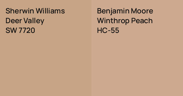 Sherwin Williams Deer Valley vs. Benjamin Moore Winthrop Peach comparison