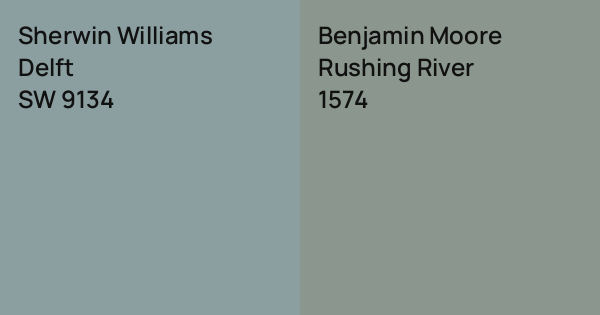Sherwin Williams Delft vs. Benjamin Moore Rushing River comparison