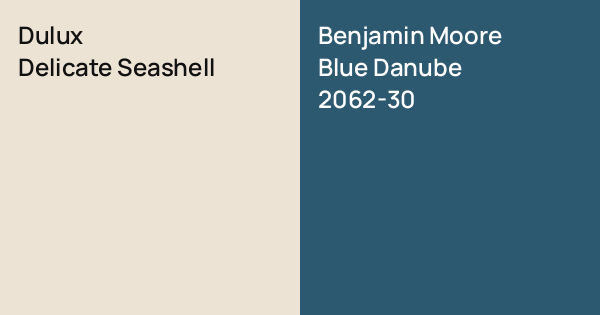 Dulux Delicate Seashell vs. Benjamin Moore Blue Danube comparison