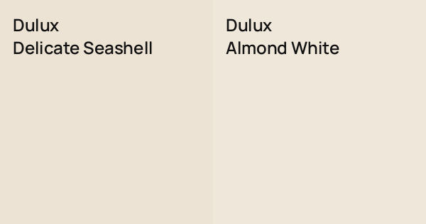 Dulux Delicate Seashell vs. Dulux Almond White comparison