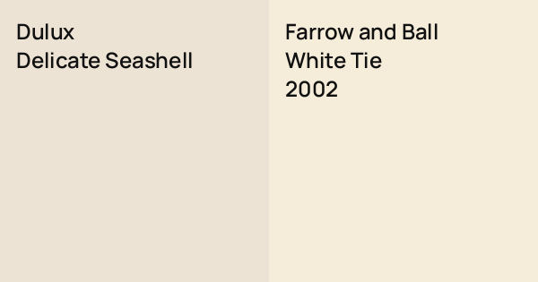 Dulux Delicate Seashell vs. Farrow and Ball White Tie comparison