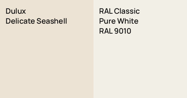 Dulux Delicate Seashell vs. RAL Classic Pure White comparison