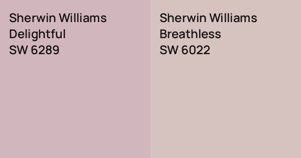 Sherwin Williams Delightful vs. Sherwin Williams Breathless comparison