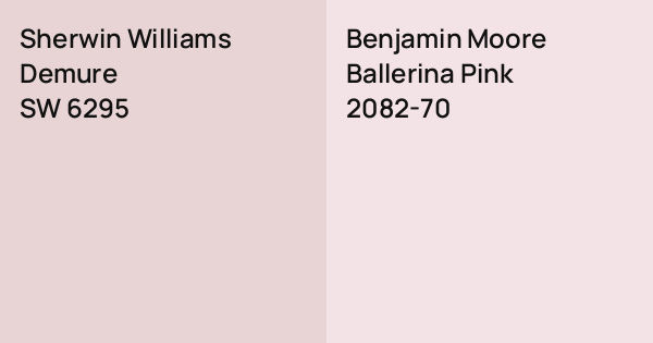 Sherwin Williams Demure vs. Benjamin Moore Ballerina Pink comparison