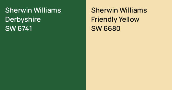 Sherwin Williams Derbyshire vs. Sherwin Williams Friendly Yellow comparison