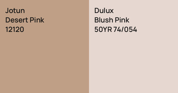 Jotun Desert Pink vs. Dulux Blush Pink comparison