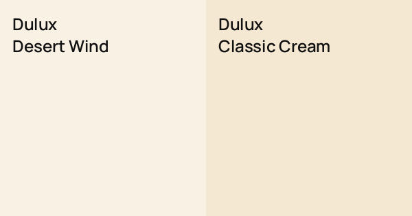 Dulux Desert Wind vs. Dulux Classic Cream comparison