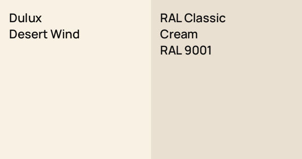 Dulux Desert Wind vs. RAL Classic Cream comparison