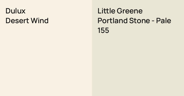 Dulux Desert Wind vs. Little Greene Portland Stone - Pale comparison