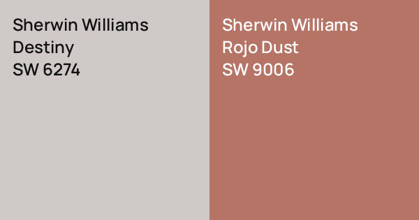 Sherwin Williams Destiny vs. Sherwin Williams Rojo Dust comparison