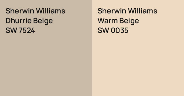 Sherwin Williams Dhurrie Beige vs. Sherwin Williams Warm Beige comparison