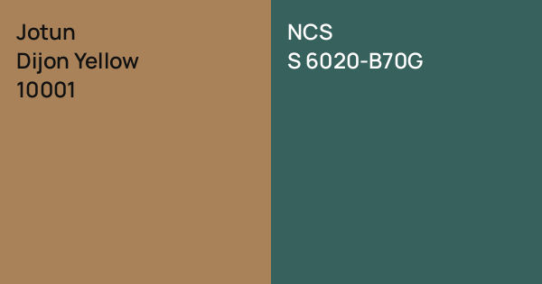 Jotun Dijon Yellow vs. NCS S 6020-B70G comparison