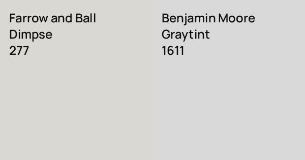 Farrow and Ball Dimpse vs. Benjamin Moore Graytint comparison