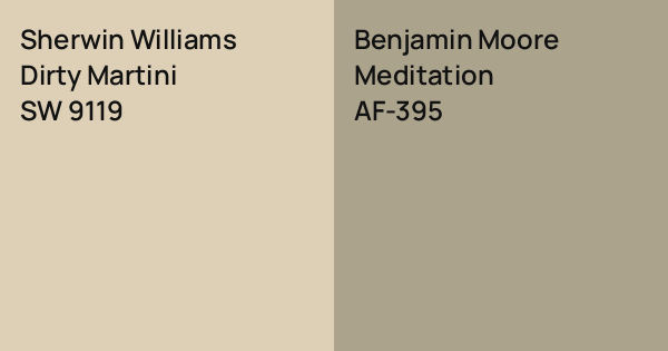 Sherwin Williams Dirty Martini vs. Benjamin Moore Meditation comparison