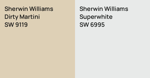 Sherwin Williams Dirty Martini vs. Sherwin Williams Superwhite comparison