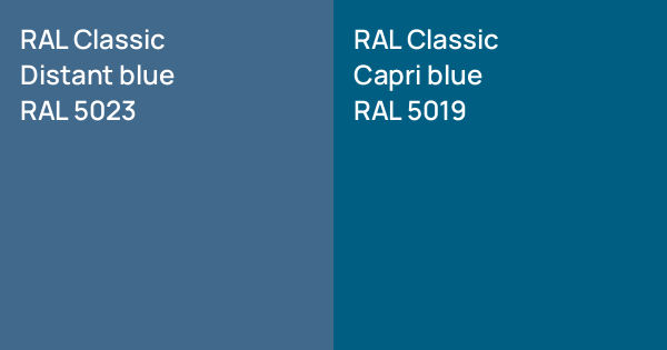RAL Classic Distant blue vs. RAL Classic Capri blue comparison
