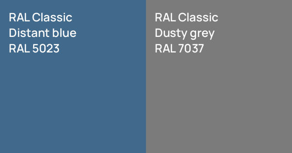RAL Classic Distant blue vs. RAL Classic Dusty grey comparison