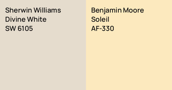 Sherwin Williams Divine White vs. Benjamin Moore Soleil comparison