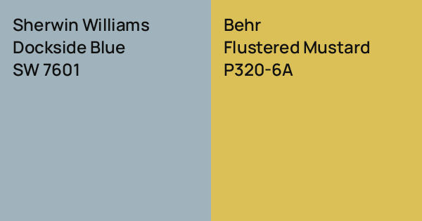 Sherwin Williams Dockside Blue vs. Behr Flustered Mustard comparison