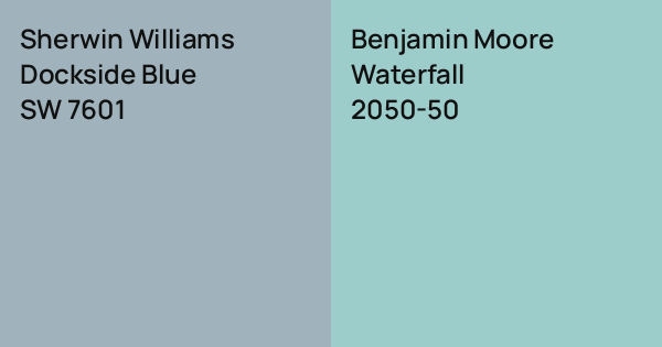 Sherwin Williams Dockside Blue vs. Benjamin Moore Waterfall comparison