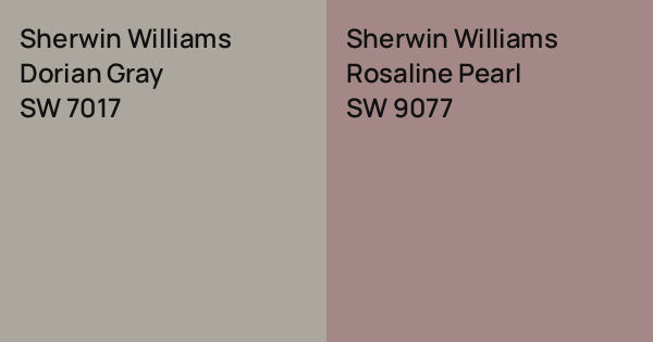Sherwin Williams Dorian Gray vs. Sherwin Williams Rosaline Pearl comparison