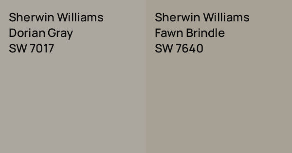 Sherwin Williams Dorian Gray vs. Sherwin Williams Fawn Brindle comparison
