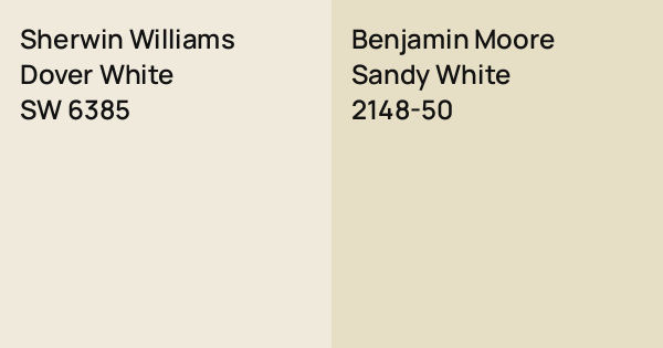 Sherwin Williams Dover White vs. Benjamin Moore Sandy White comparison