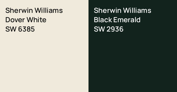 Sherwin Williams Dover White vs. Sherwin Williams Black Emerald comparison