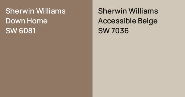 Sherwin Williams Down Home vs. Sherwin Williams Accessible Beige comparison
