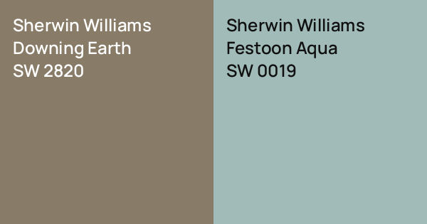 Sherwin Williams Downing Earth vs. Sherwin Williams Festoon Aqua comparison
