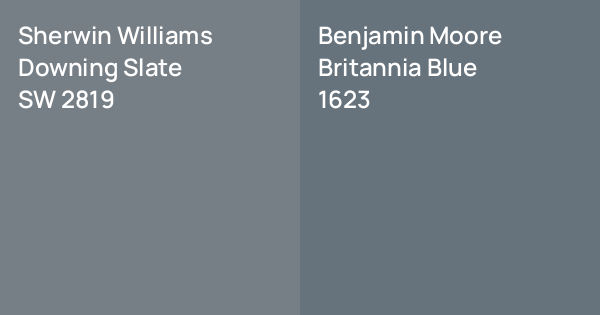 Sherwin Williams Downing Slate vs. Benjamin Moore Britannia Blue comparison