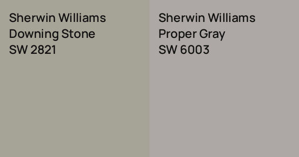 Sherwin Williams Downing Stone vs. Sherwin Williams Proper Gray comparison