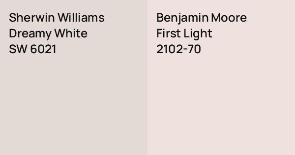 Sherwin Williams Dreamy White vs. Benjamin Moore First Light comparison