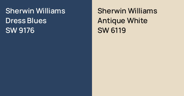 Sherwin Williams Dress Blues vs. Sherwin Williams Antique White comparison