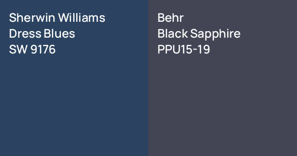 Sherwin Williams Dress Blues vs. Behr Black Sapphire comparison