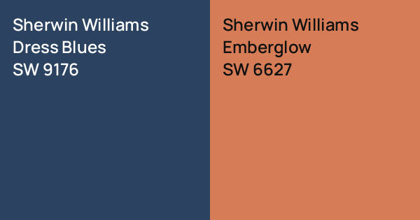 Sherwin Williams Dress Blues vs. Sherwin Williams Emberglow comparison