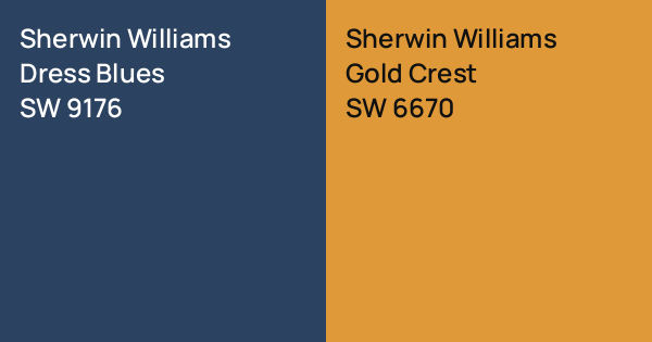 Sherwin Williams Dress Blues vs. Sherwin Williams Gold Crest comparison