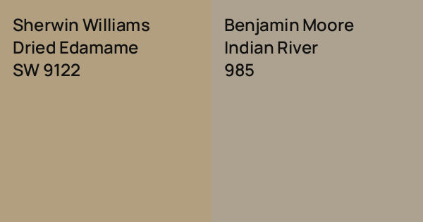 Sherwin Williams Dried Edamame vs. Benjamin Moore Indian River comparison