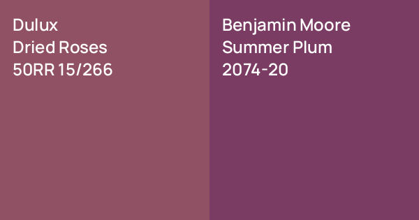 Dulux Dried Roses vs. Benjamin Moore Summer Plum comparison