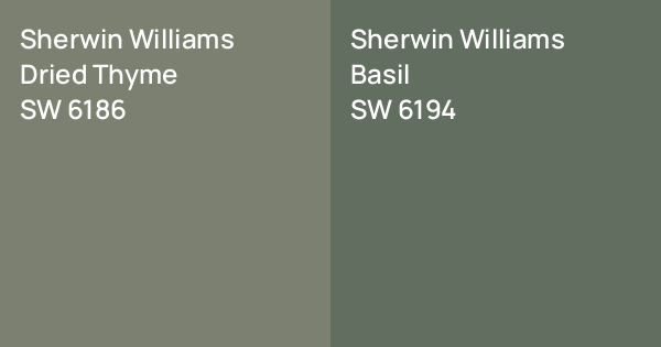 Sherwin Williams Dried Thyme vs. Sherwin Williams Basil comparison