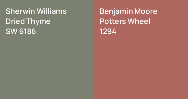 Sherwin Williams Dried Thyme vs. Benjamin Moore Potters Wheel comparison