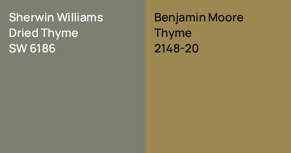 Sherwin Williams Dried Thyme vs. Benjamin Moore Thyme comparison